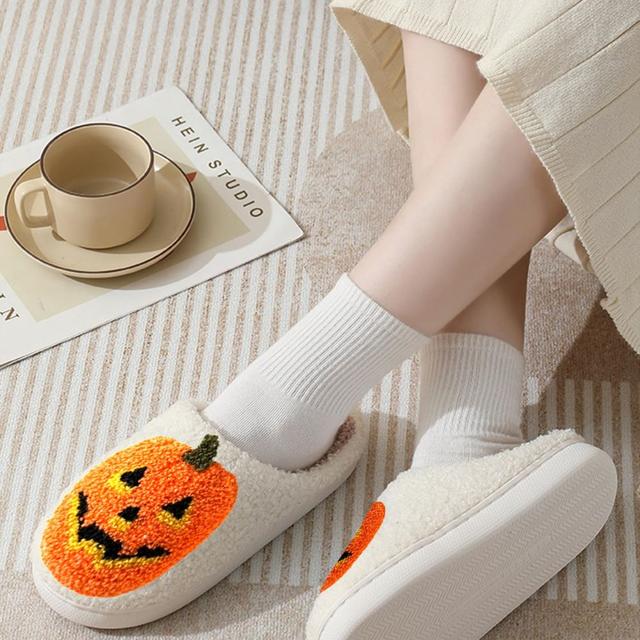Halloween Slippers Halloween Pumpkin Shoes Home Cotton Slippers ...
