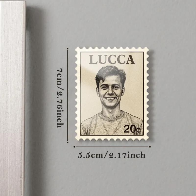 Custom Portrait Vintage Stamp Fridge Magnet Personalized Photo Name ...