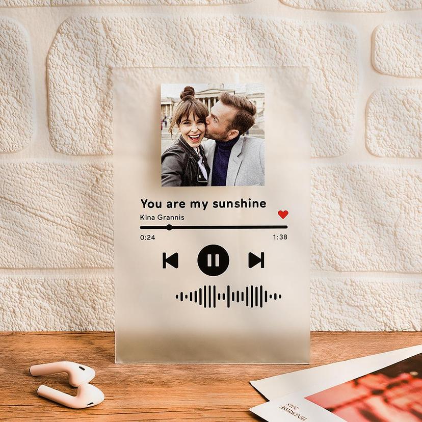 Custom Music Album Cover Glass Art Acrylic Scannable Song Code Plaque ...