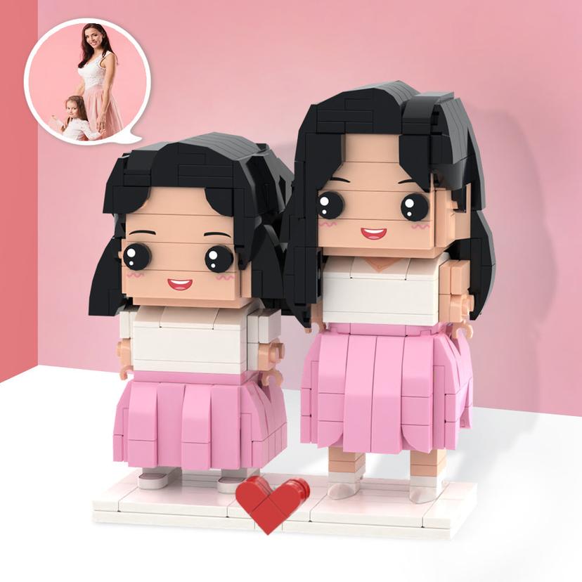 Mother and Daughter Brick Figures Customizable Fully Body 2 People ...