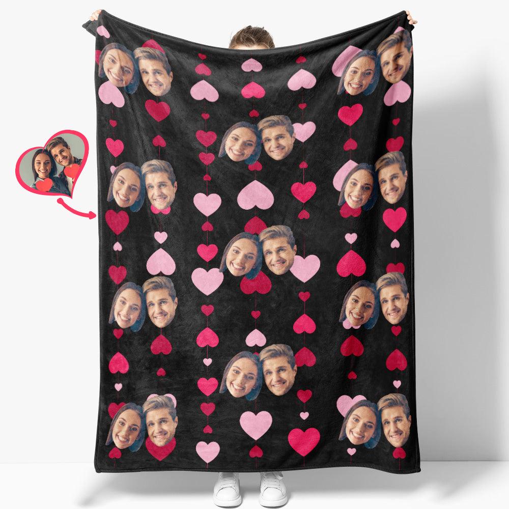 Custom Face and Heart Blanket Personalized Photo Blanket Best Valentine ...