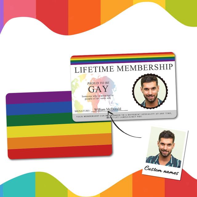Custom LGBT ID Card Wallet Insert Personalized Gay Pride Card Badge ...