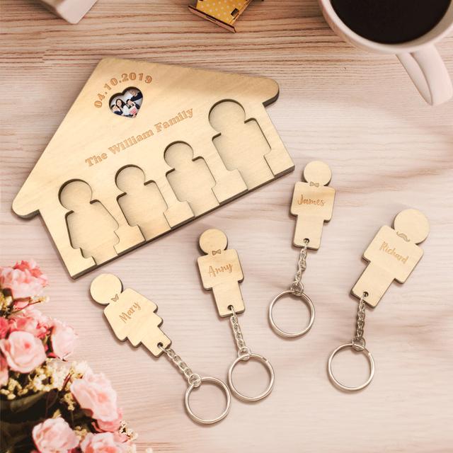 Custom Wooden Photo Key Holder Personalized Name Keychain Home ...