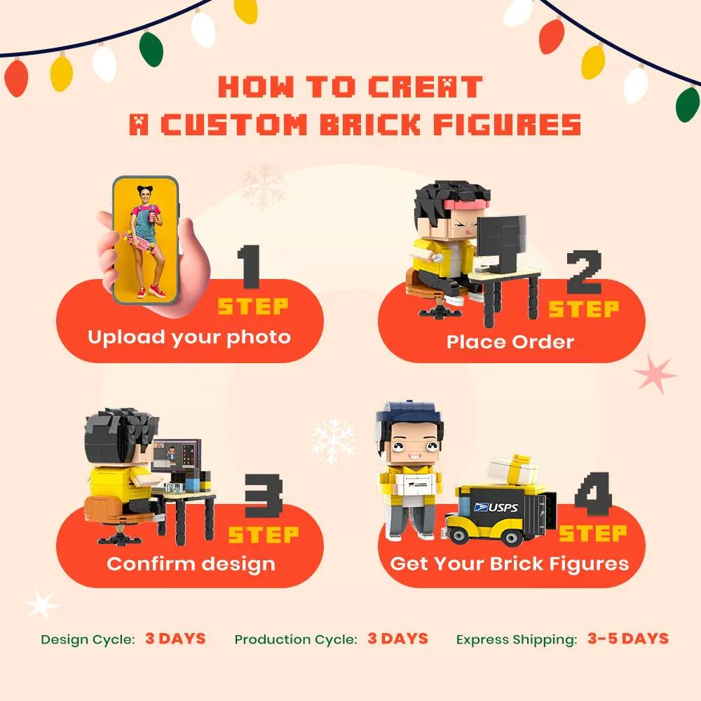 Custom Head Brick Figures Personalized 2 People Brick Figures Couple ...